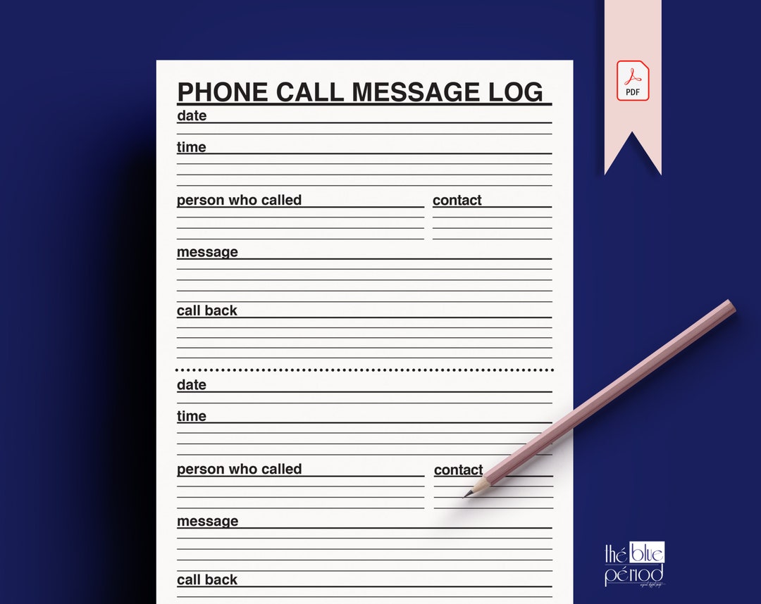 Phone Call Message Log Printable - Etsy