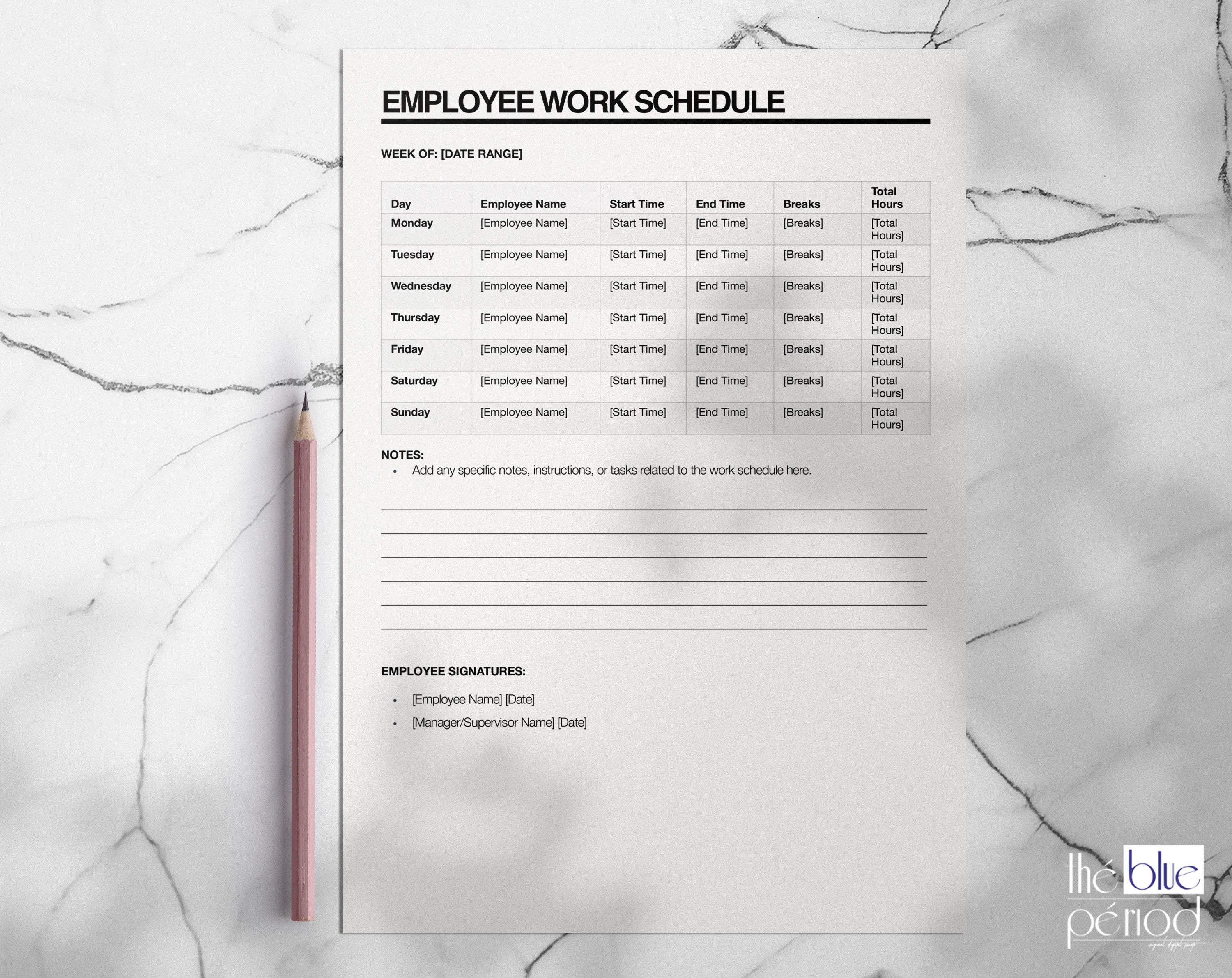 Editable Employee Work Schedule - Etsy