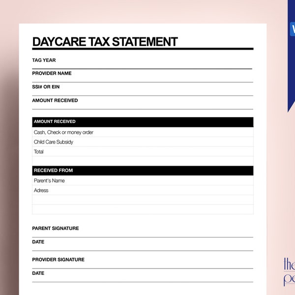 Daycare Tax Statement - Etsy