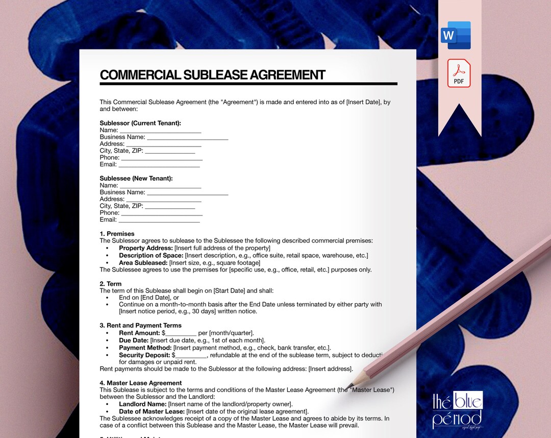 Editable Commercial Sublease Agreement - Etsy