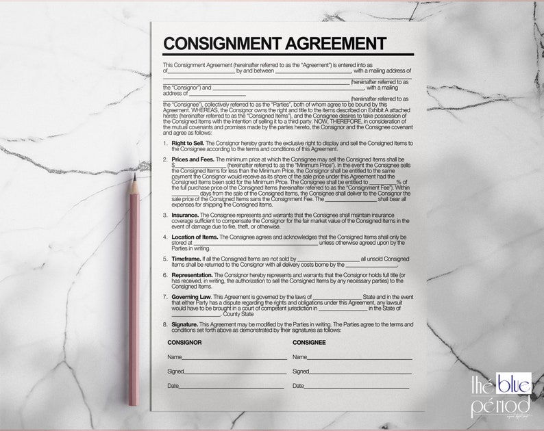 Editable Consignment Agreement - Etsy
