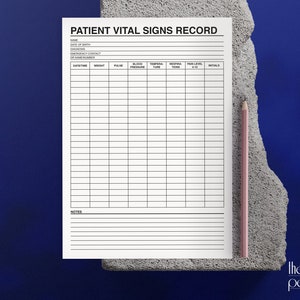 Nurse Patient Vital Signs Record Sheet PDF - Etsy