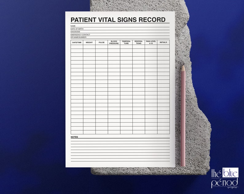 Nurse Patient Vital Signs Record Sheet PDF - Etsy