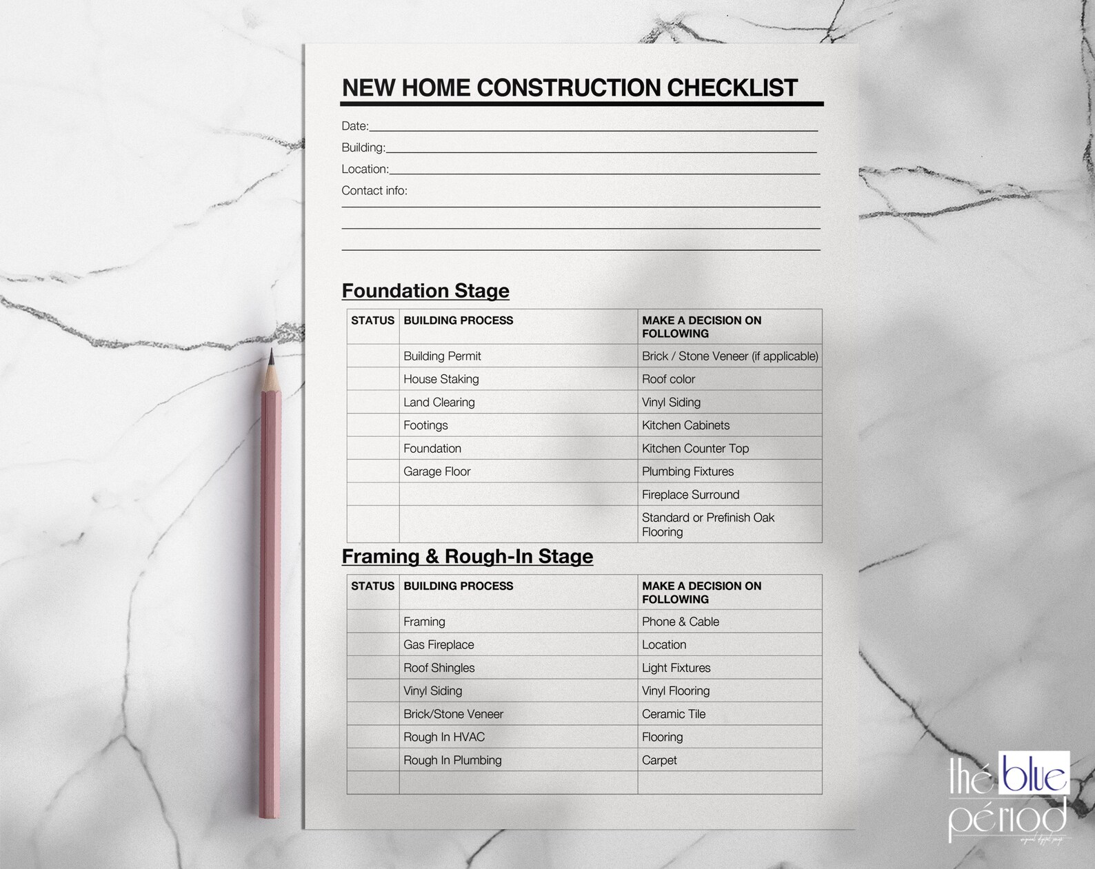 Editable New Home Construction Checklist - Etsy