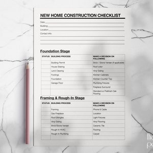 Editable New Home Construction Checklist - Etsy