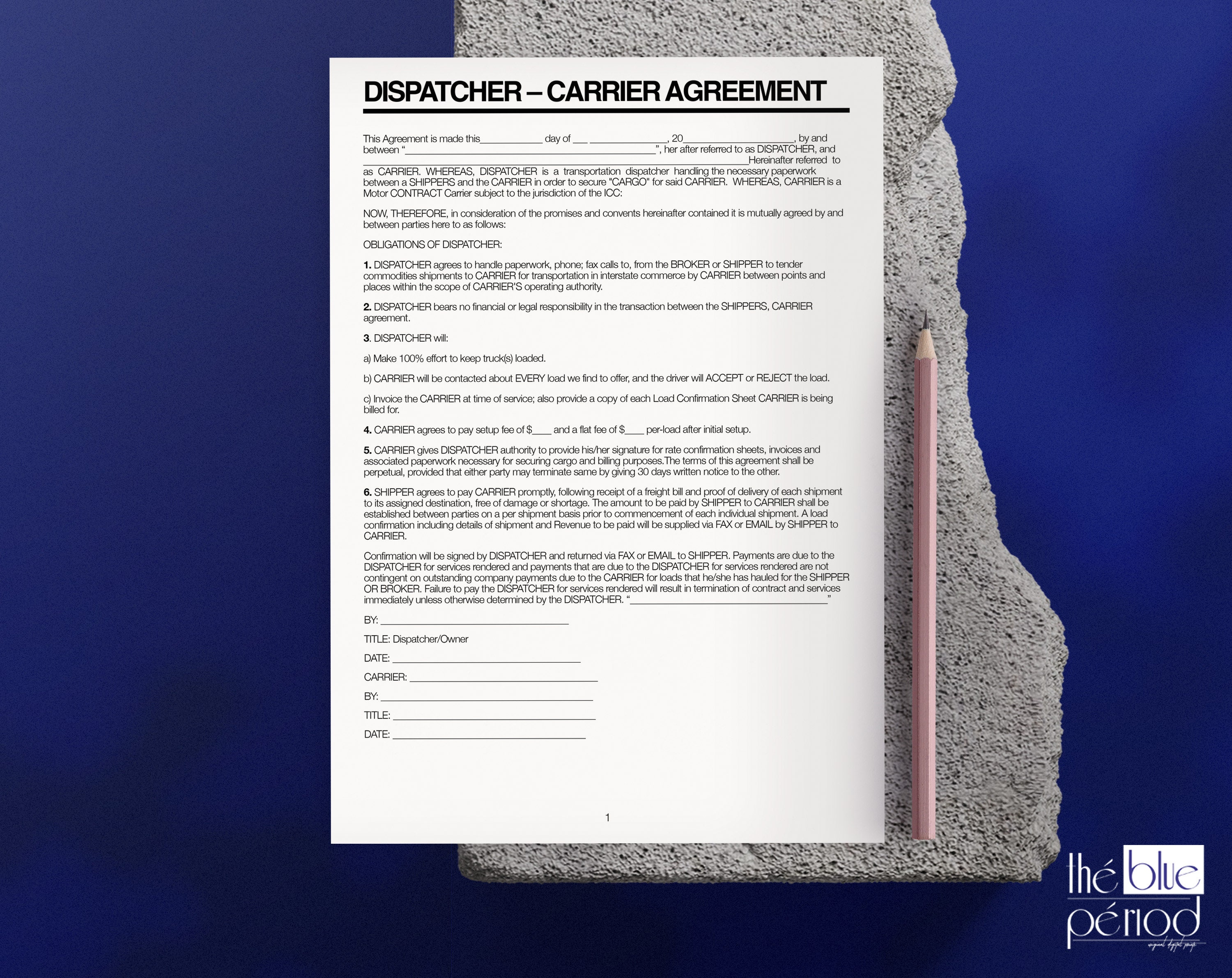 Editable Freight Dispatch Carrier Agreement Google Doc - Etsy