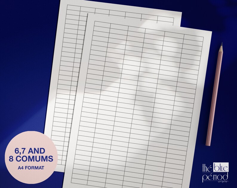 Editable 6,7 and 8 Columns Chart Text Input Fillable - Etsy
