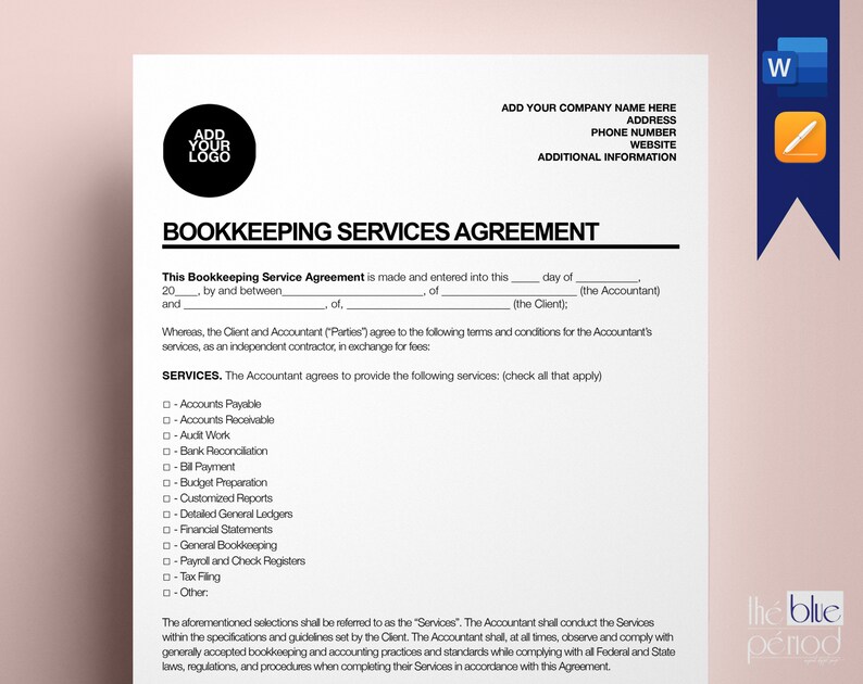 Editable Bookkeeping Services Agreement - Etsy