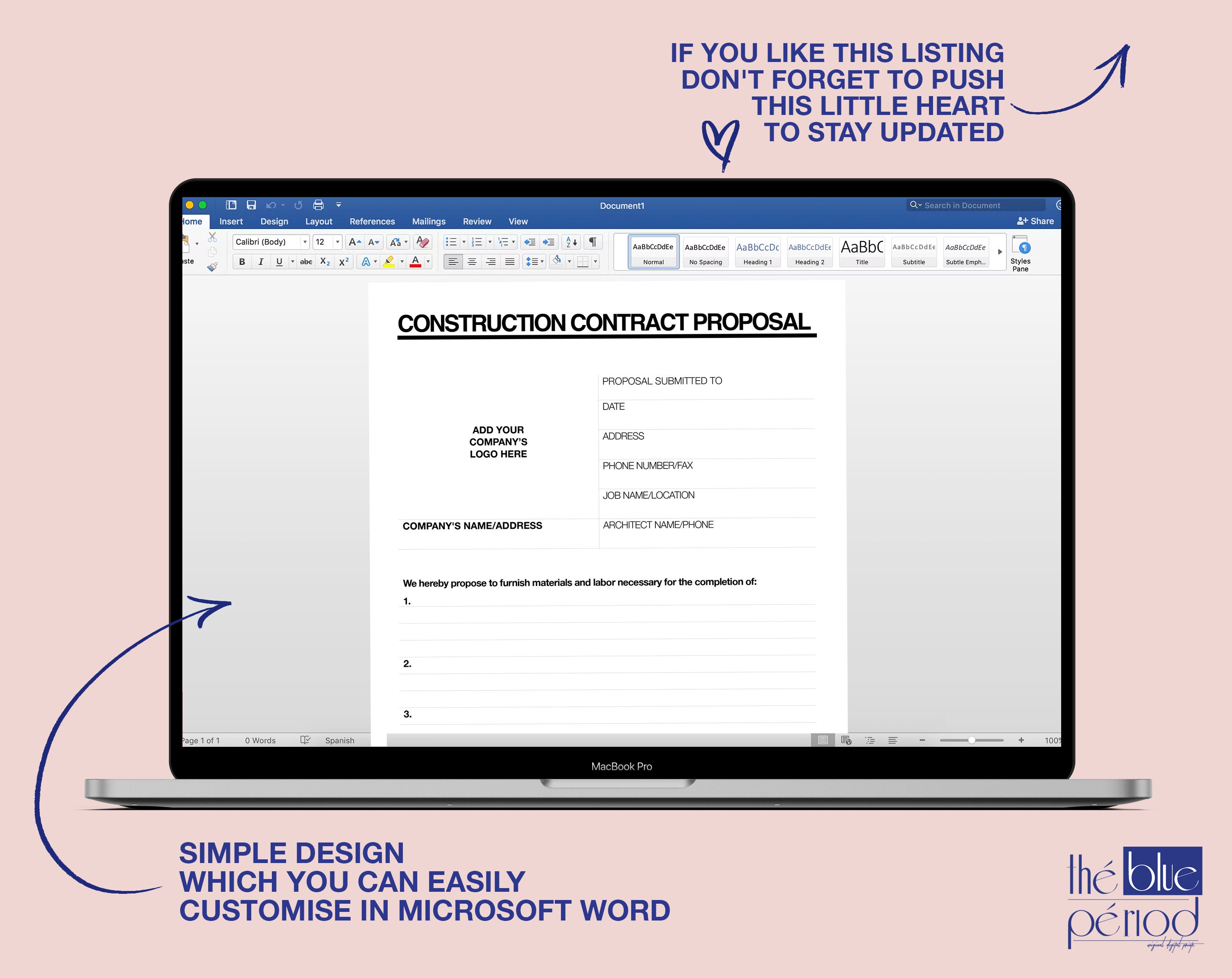 Editable Construction Contract Proposal - Etsy