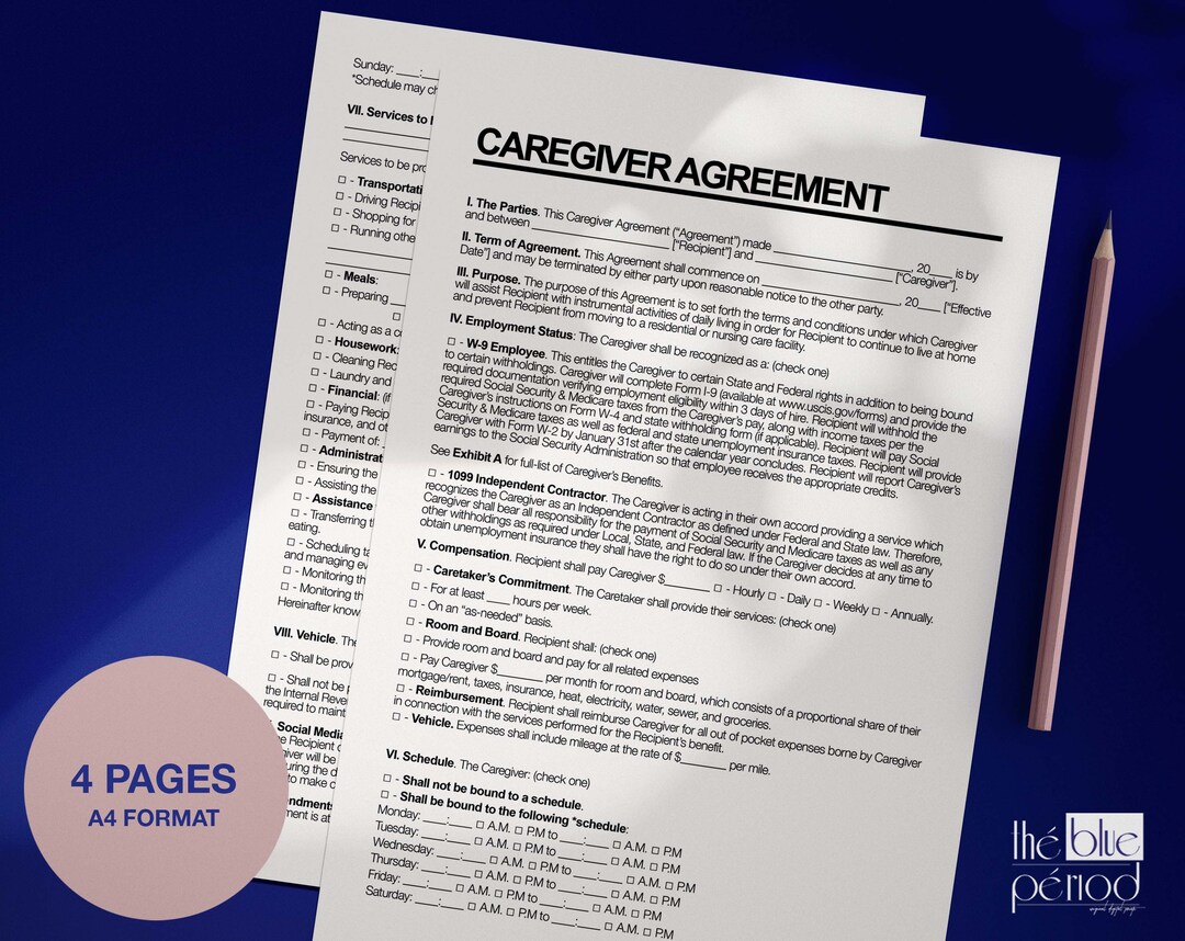 Editable Caregiver Contract - Etsy