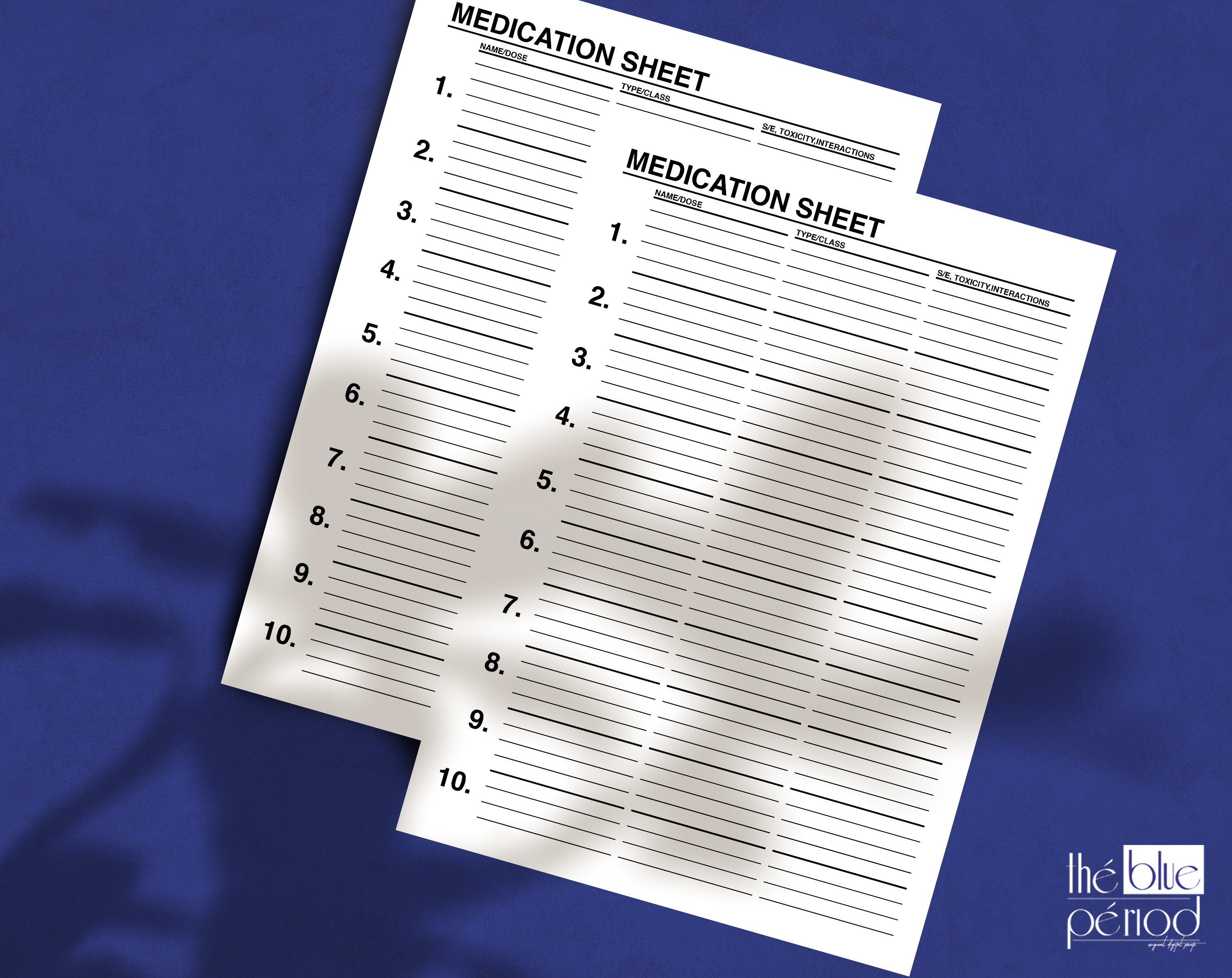 Printable Medication Sheet, 10 Medications Sheet - Etsy
