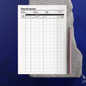 Printable Payroll Record Template - Etsy