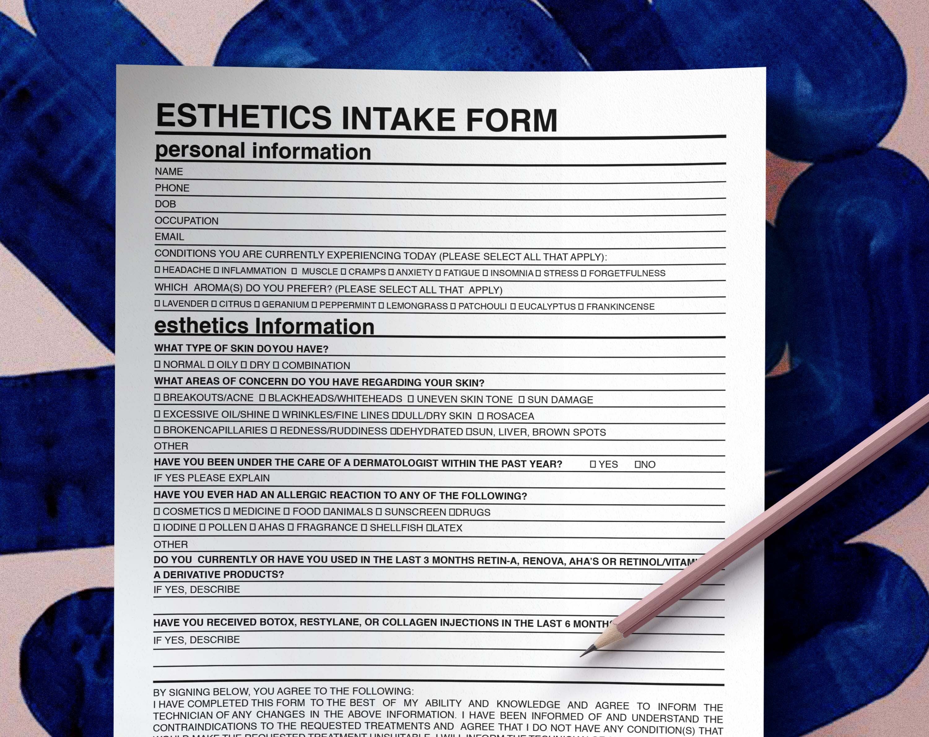 Printable Esthetics Intake Form - Etsy