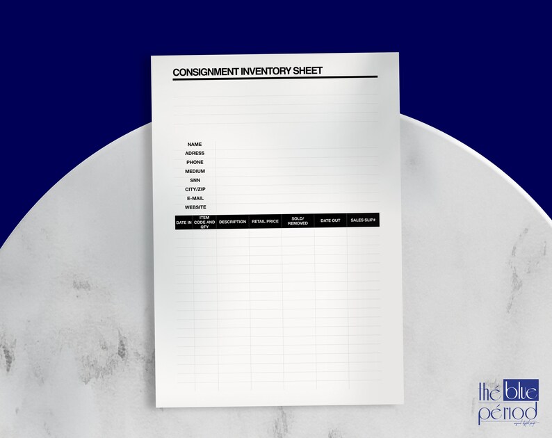 Editable Consignment Inventory Sheet - Etsy