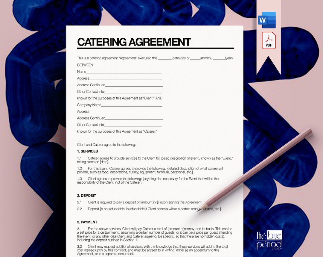 Editable Catering Agreement - Etsy