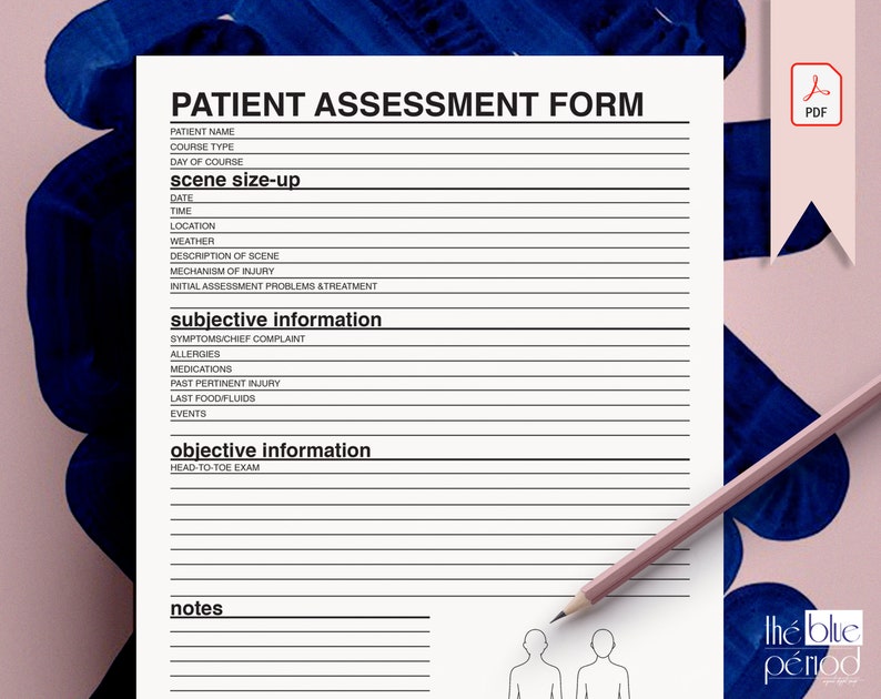 Printable Patient Assessment Form - Etsy