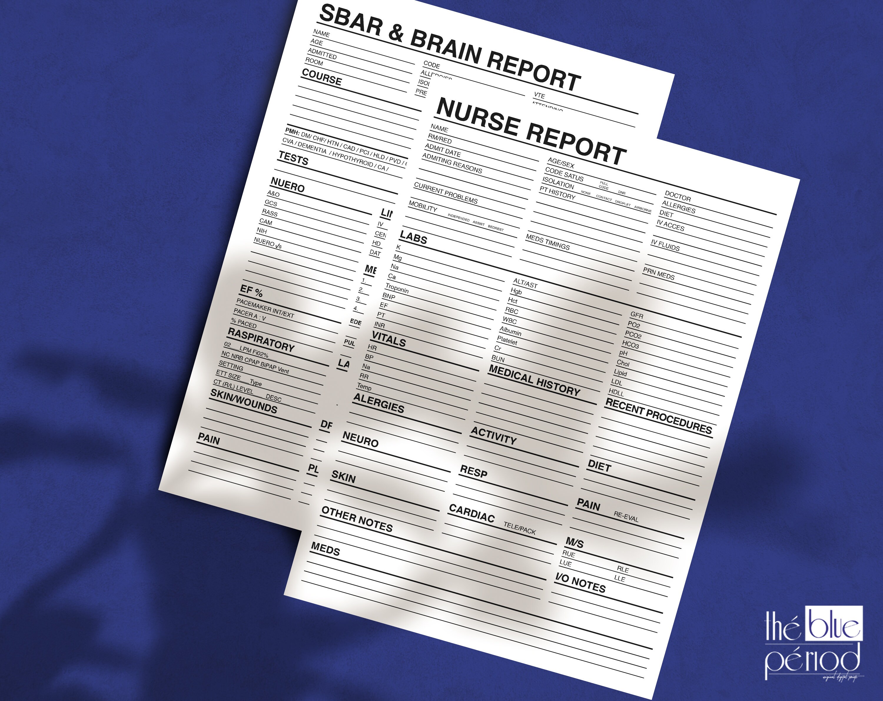 Printable Nurse Report Sheet, Sbar & Brain Template - Etsy UK