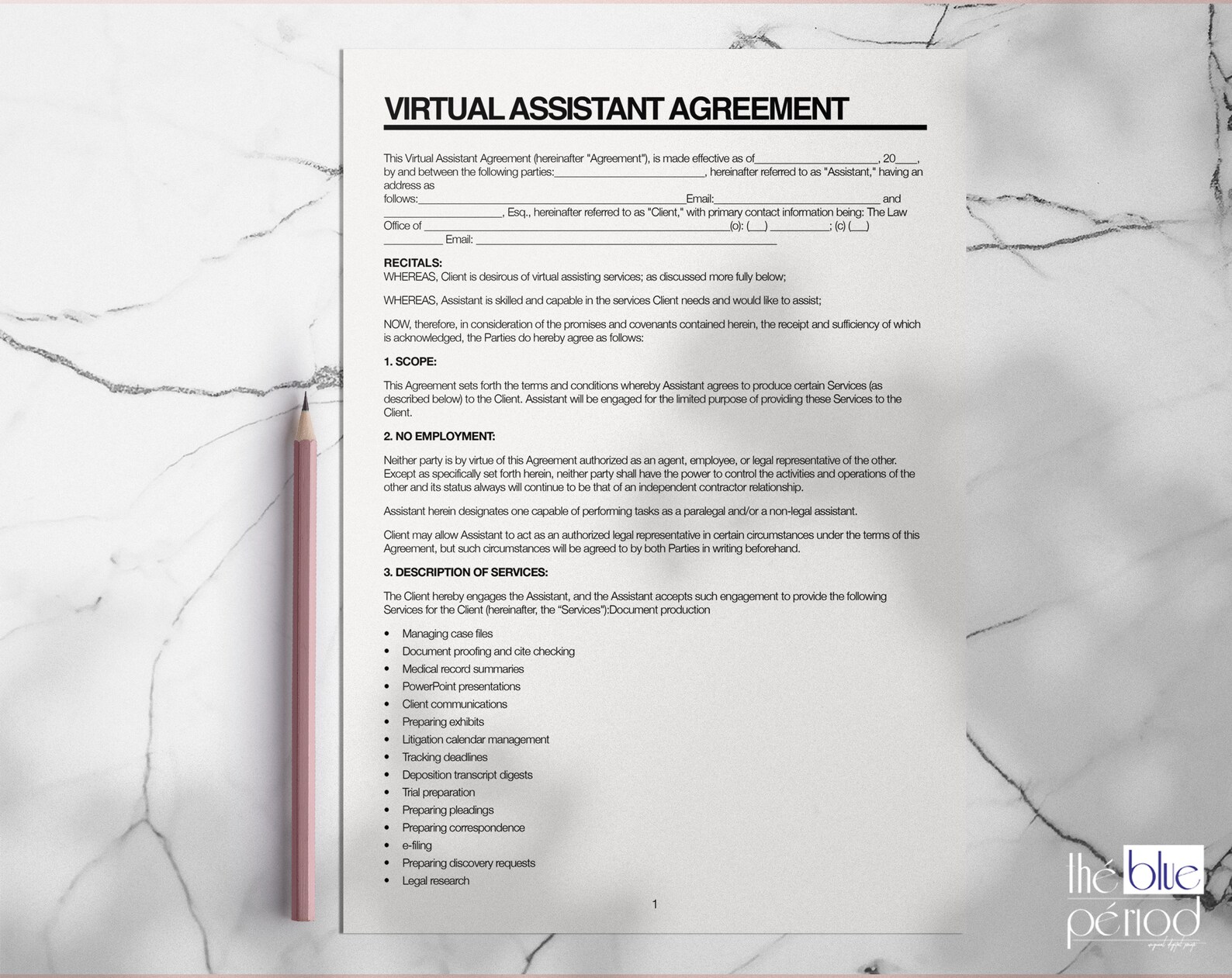 Editable Virtual Assistant Contract: PDF & Word Template - Etsy