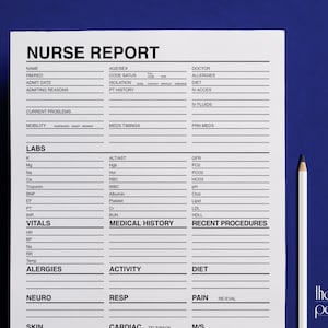 Printable Nurse Report Sheet, Sbar & Brain Template - Etsy UK
