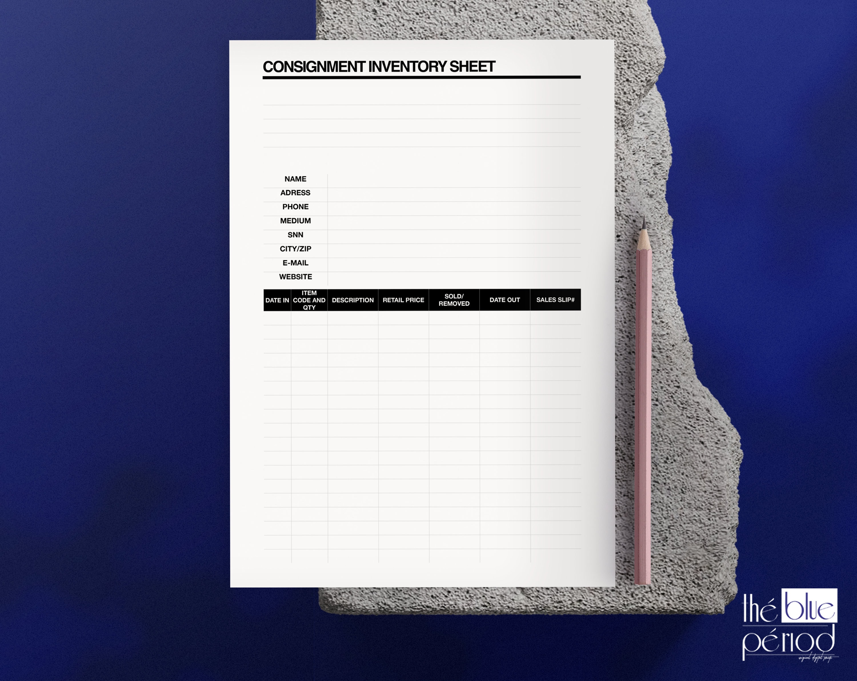 Editable Consignment Inventory Sheet - Etsy