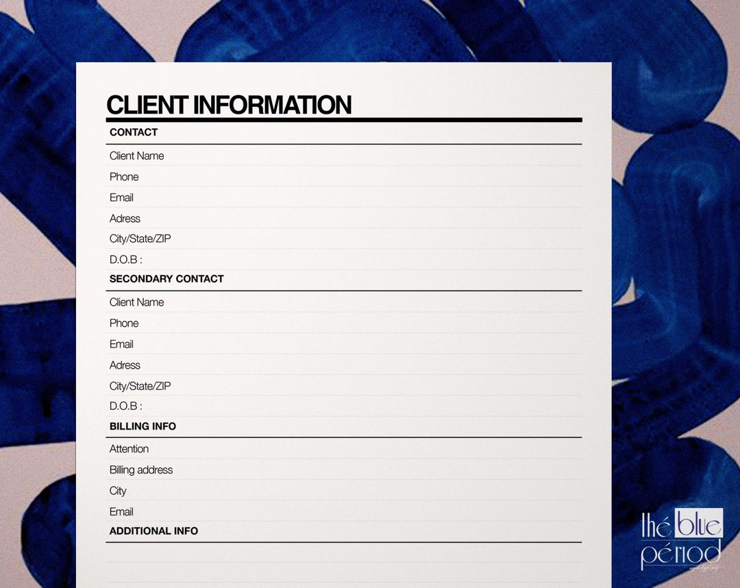 Editable New Client Information Form - Etsy