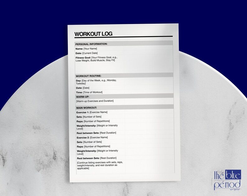Editable Workout Log Template - Etsy