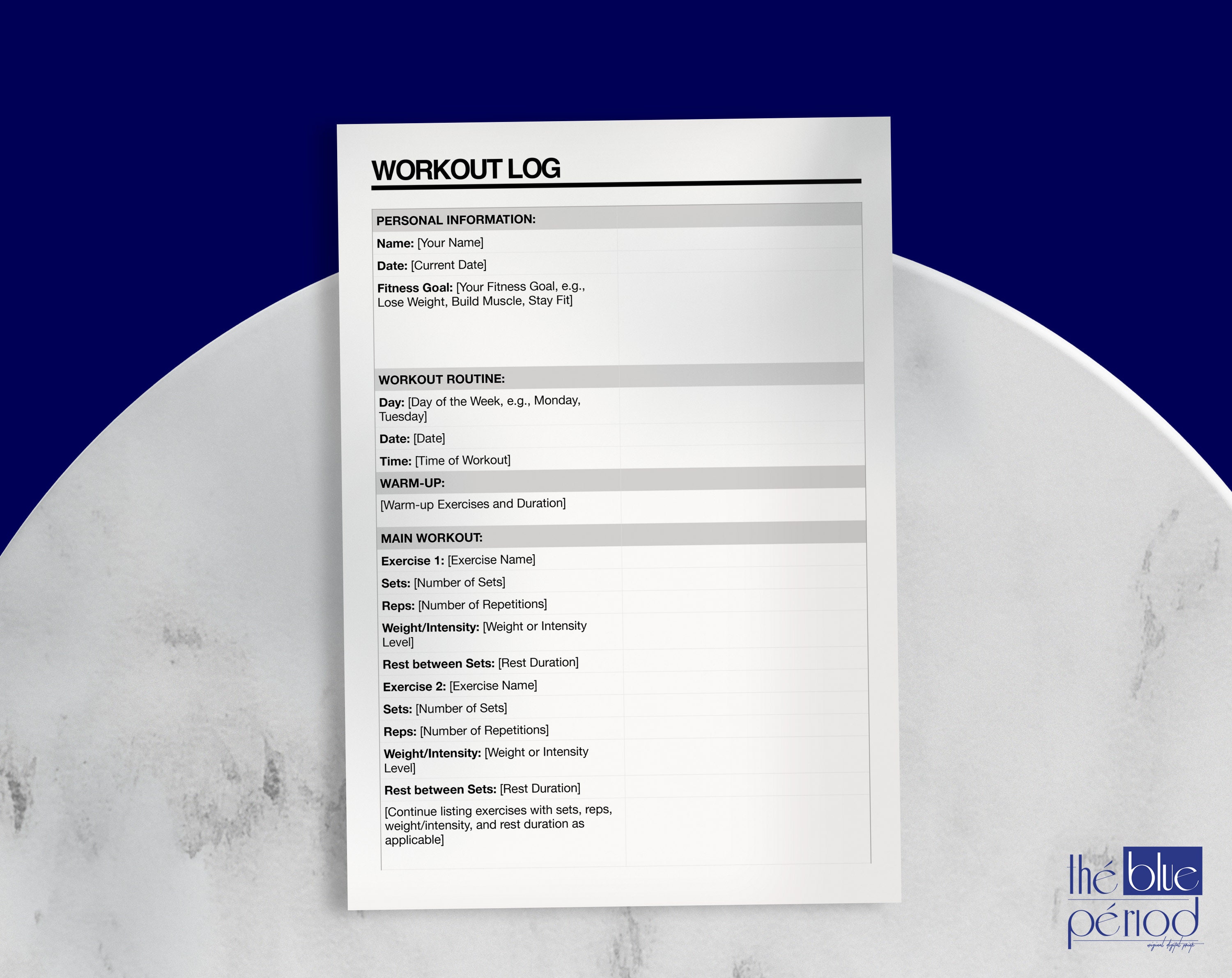 Editable Workout Log Template - Etsy