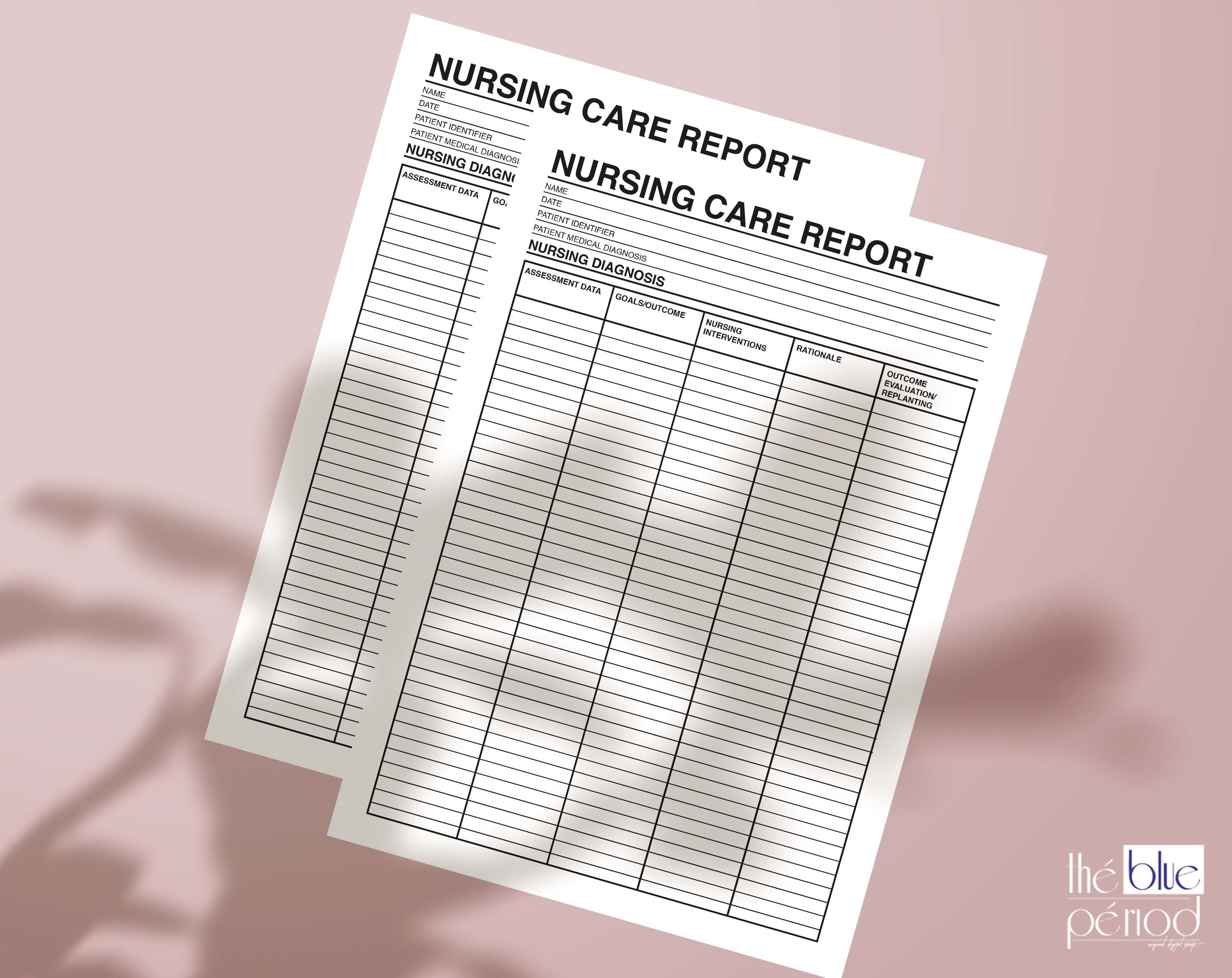 Nursing Care Plan PDF, Nursing Care Report Sheet - Etsy