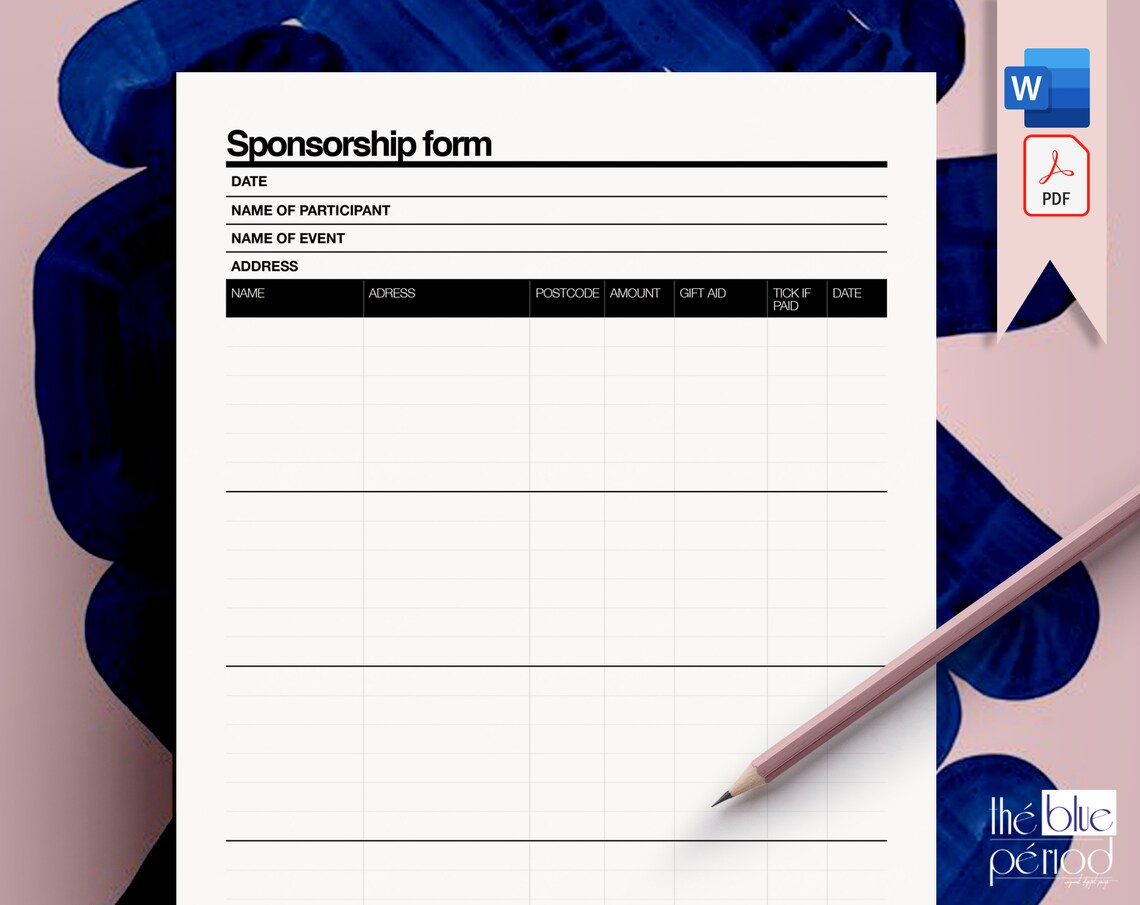 Editable Sponsorship Form - Etsy