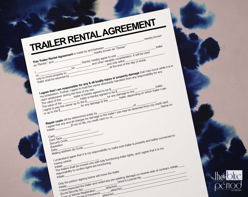 Editable Trailer Rental Agreement - Etsy