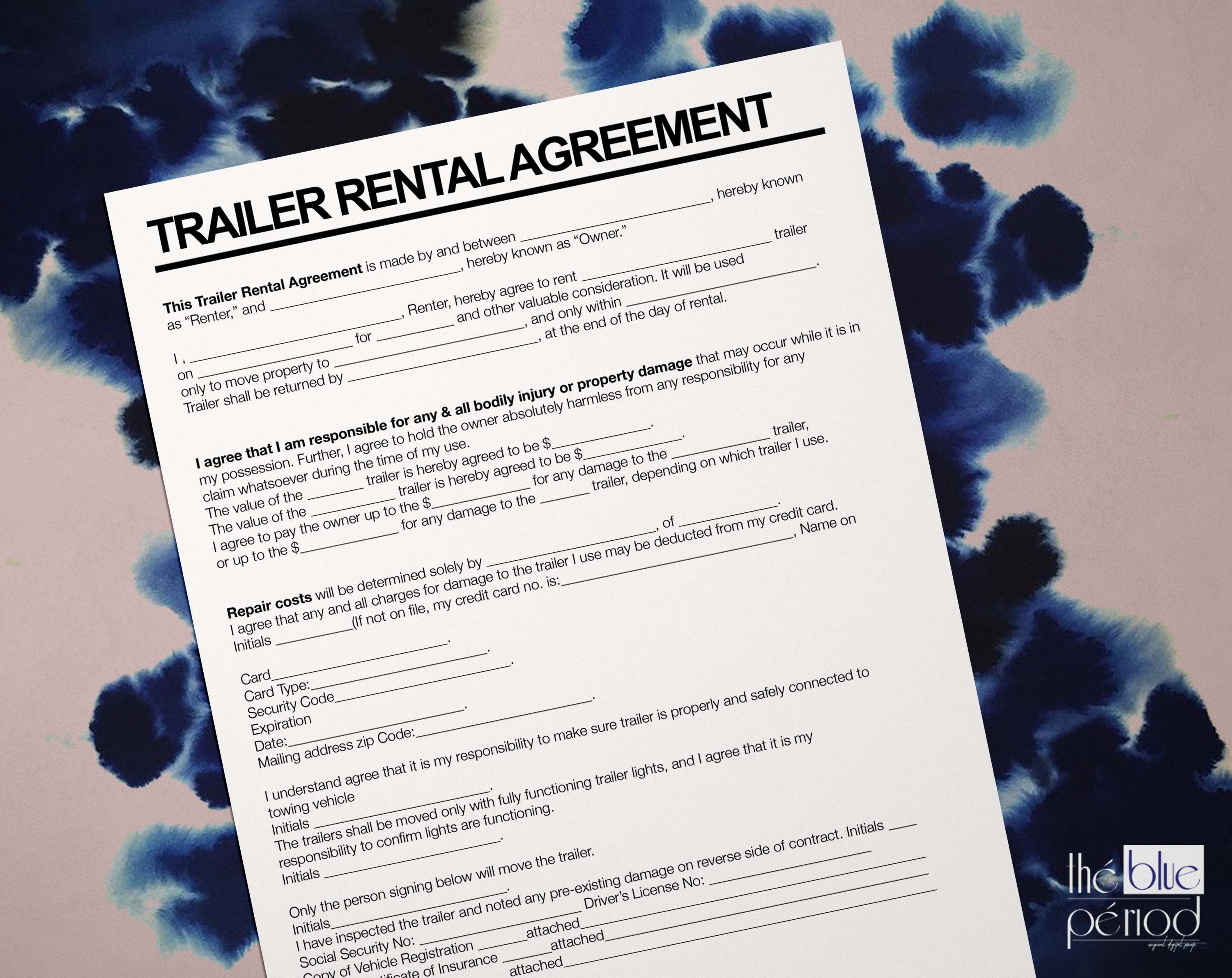 Editable Trailer Rental Agreement - Etsy