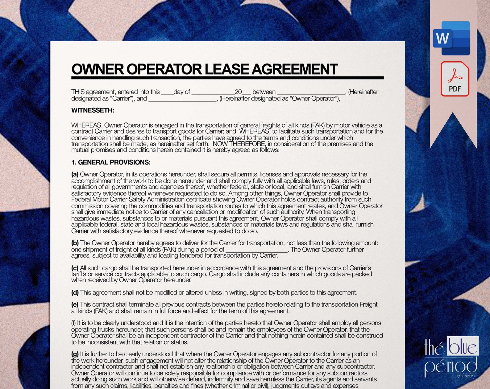 Editable Owner Operator Lease Agreement - Etsy