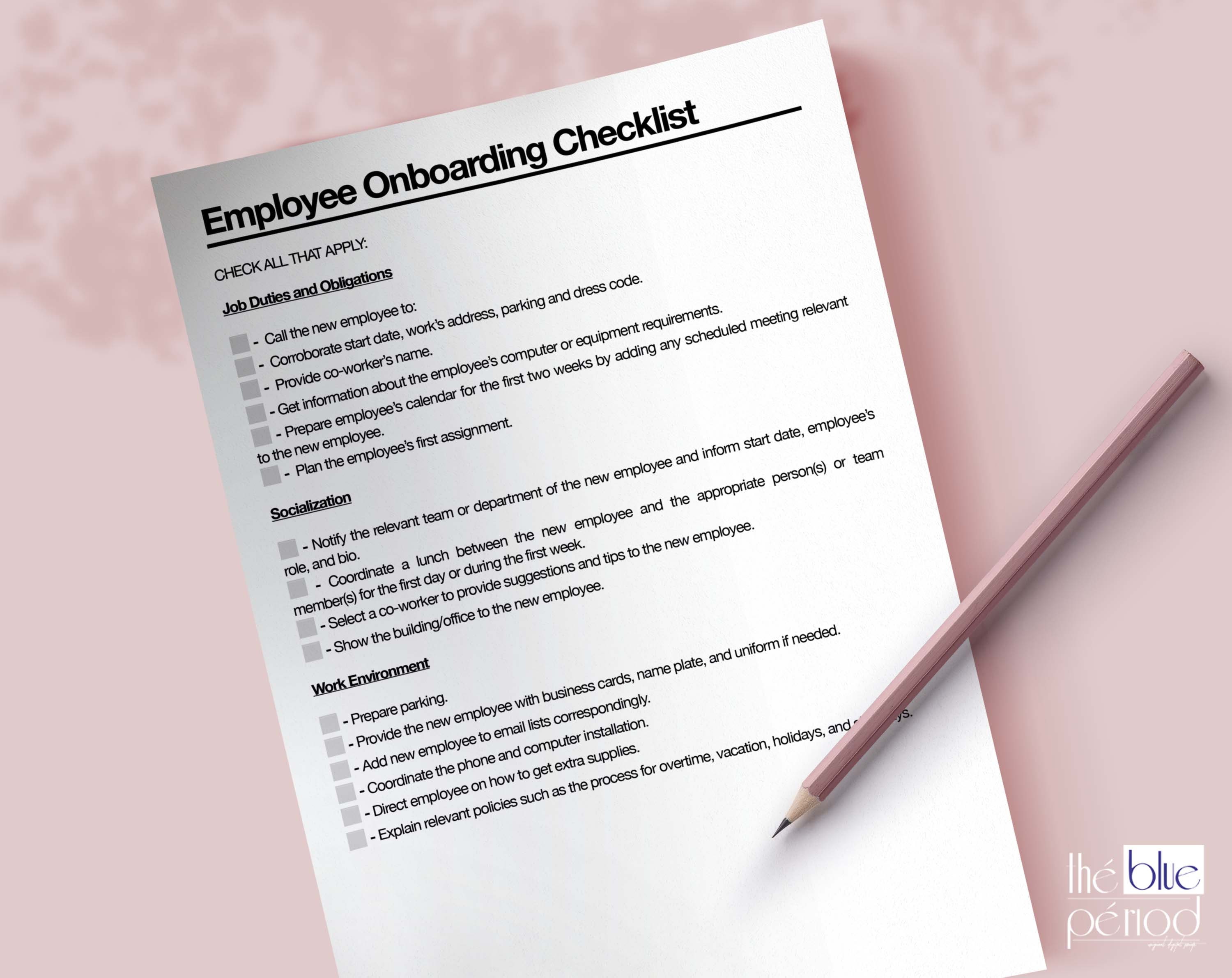 Editable Employee On-boarding Checklist - Etsy