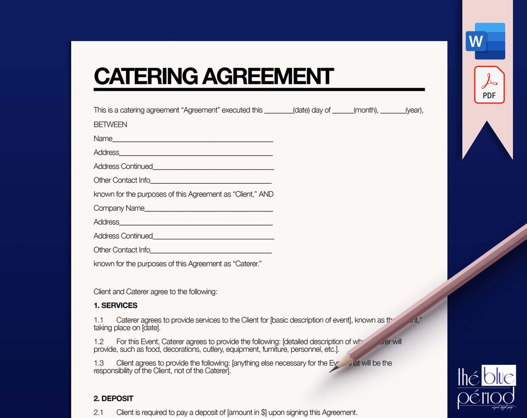 Editable Catering Agreement - Etsy