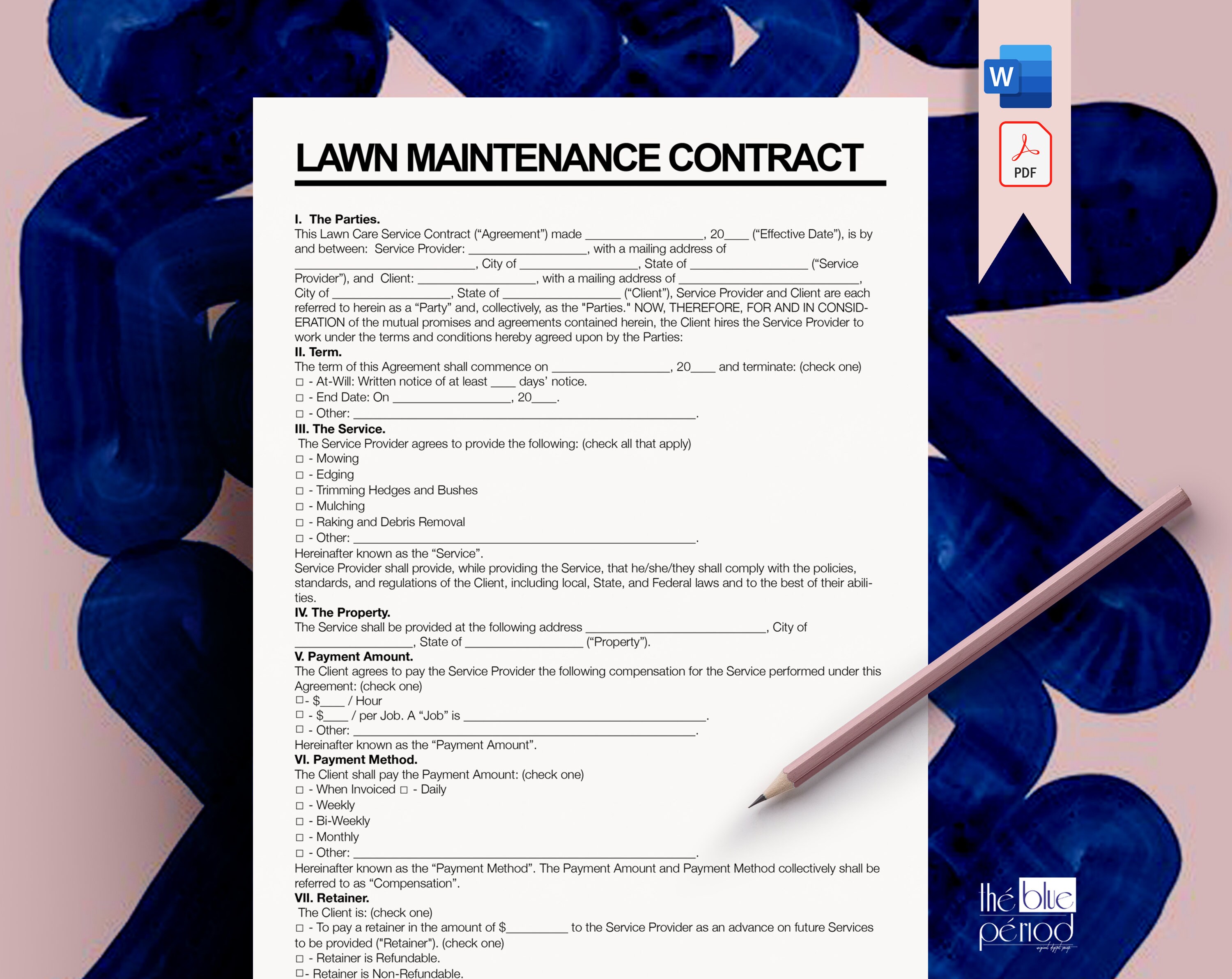 Editable Lawn Maintenance Contract - Etsy