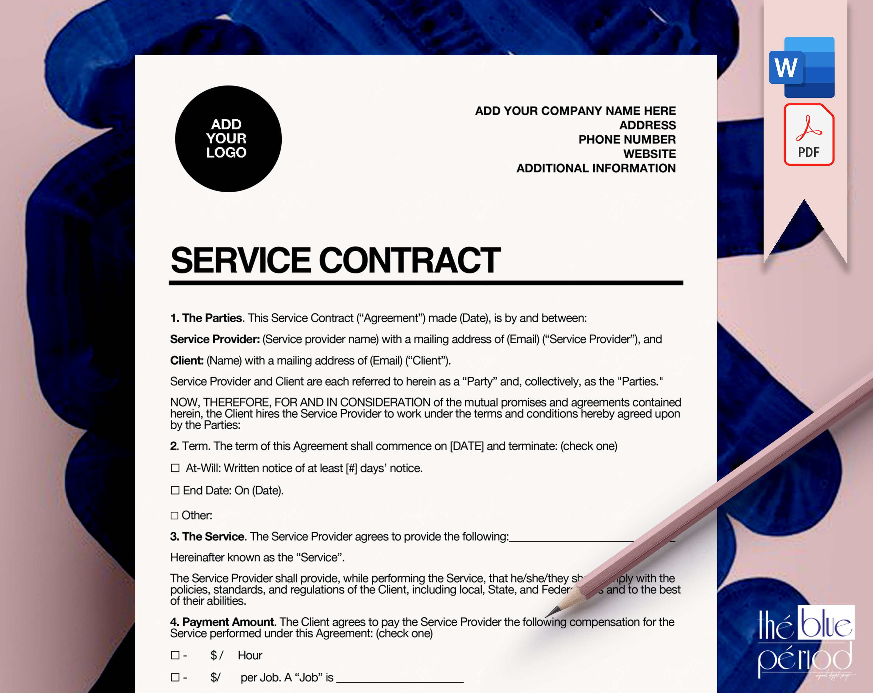Editable Service Agreement With Company Logo - Etsy
