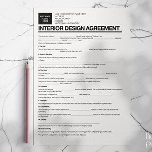 Editable Interior Design Contract With Logo Microsoft Word Format - Etsy