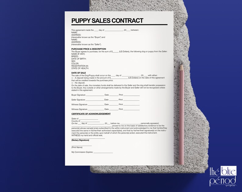 Editable Puppy Sales Contract - Etsy
