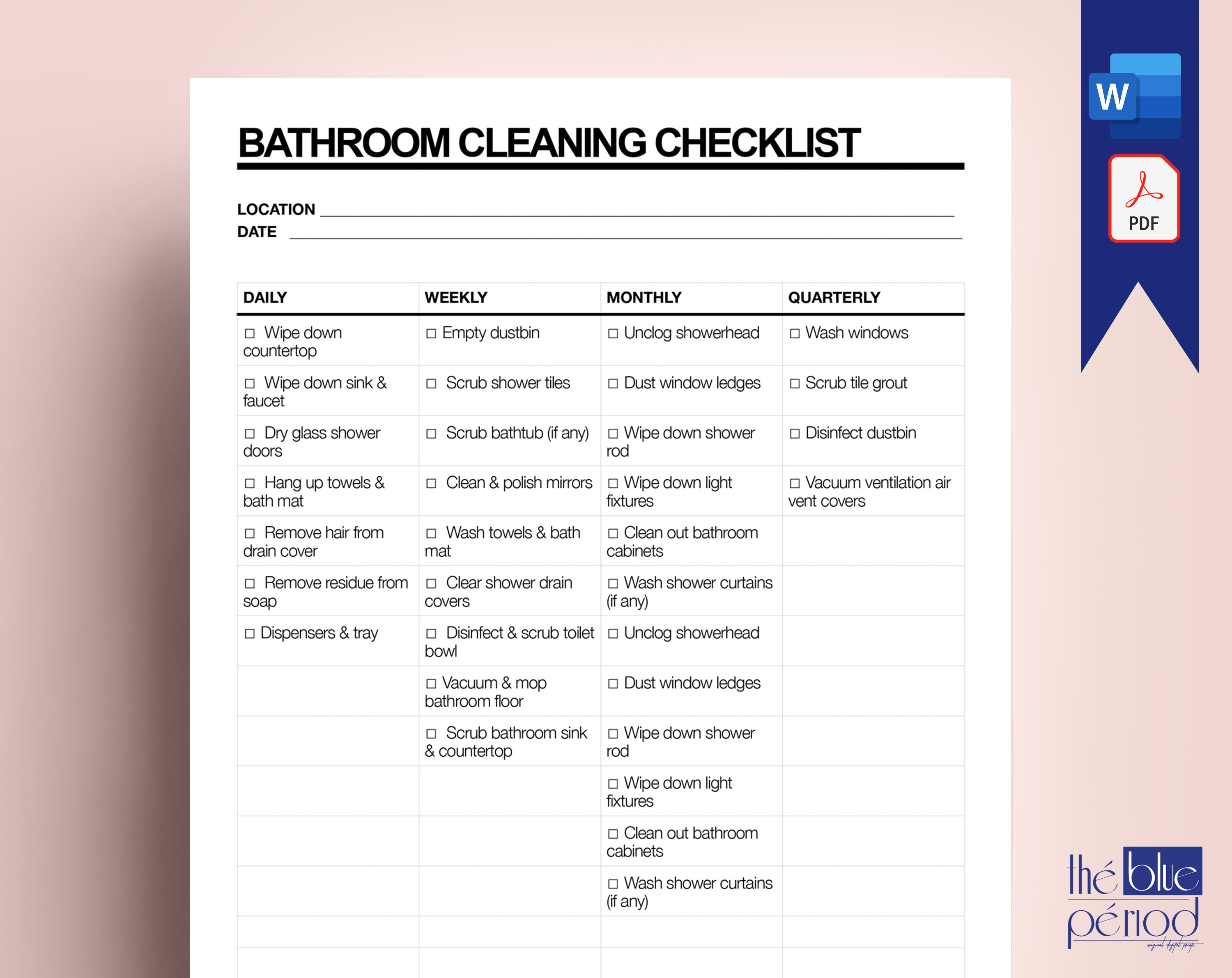 Editable Bathroom Cleaning Checklist - Etsy Canada