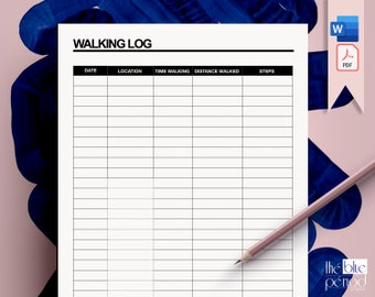 Walking Log Printable, Walking Tracker Form, Distance Tracking, Walker ...