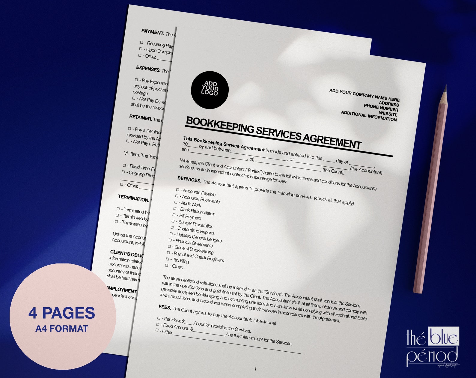 Editable Bookkeeping Services Agreement - Etsy