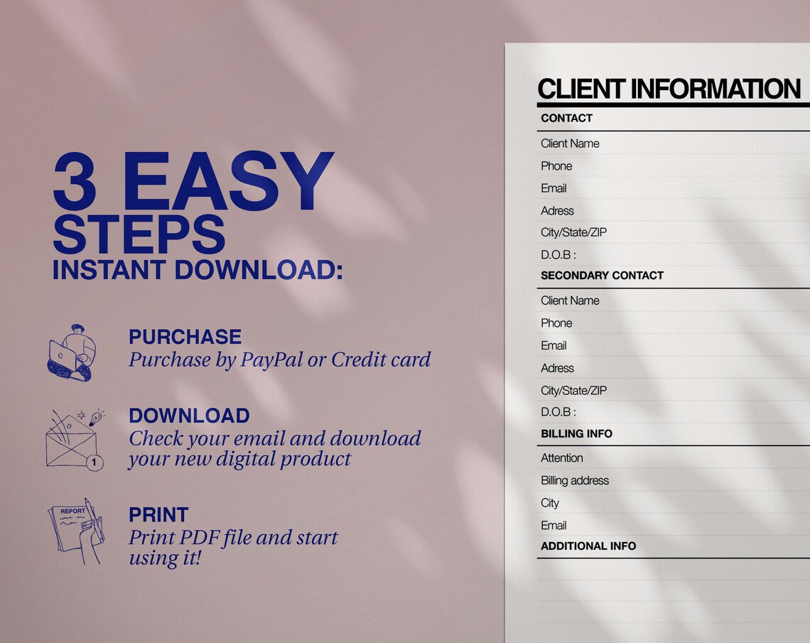 Editable New Client Information Form - Etsy