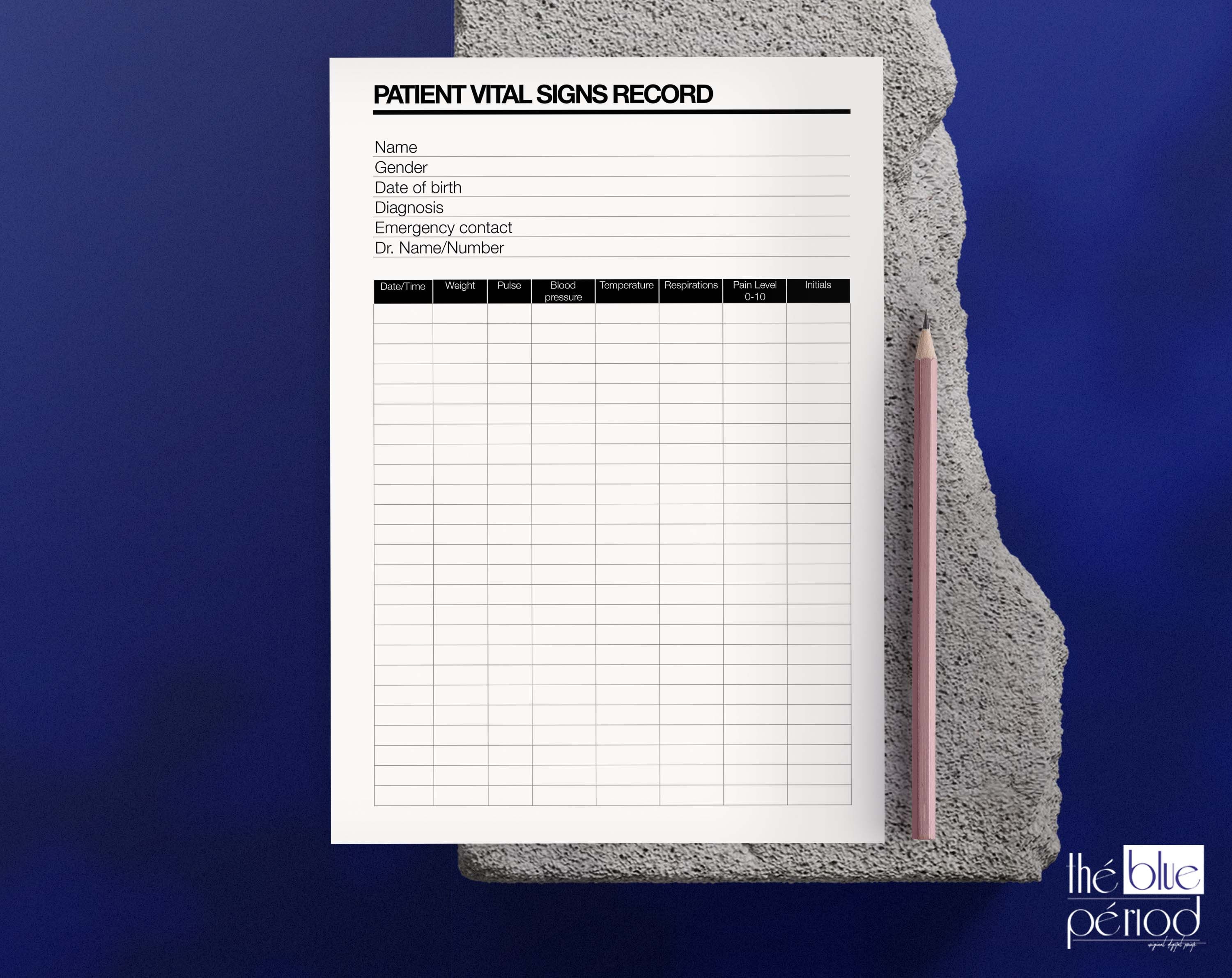 Editable Vital Signs Record Form - Etsy