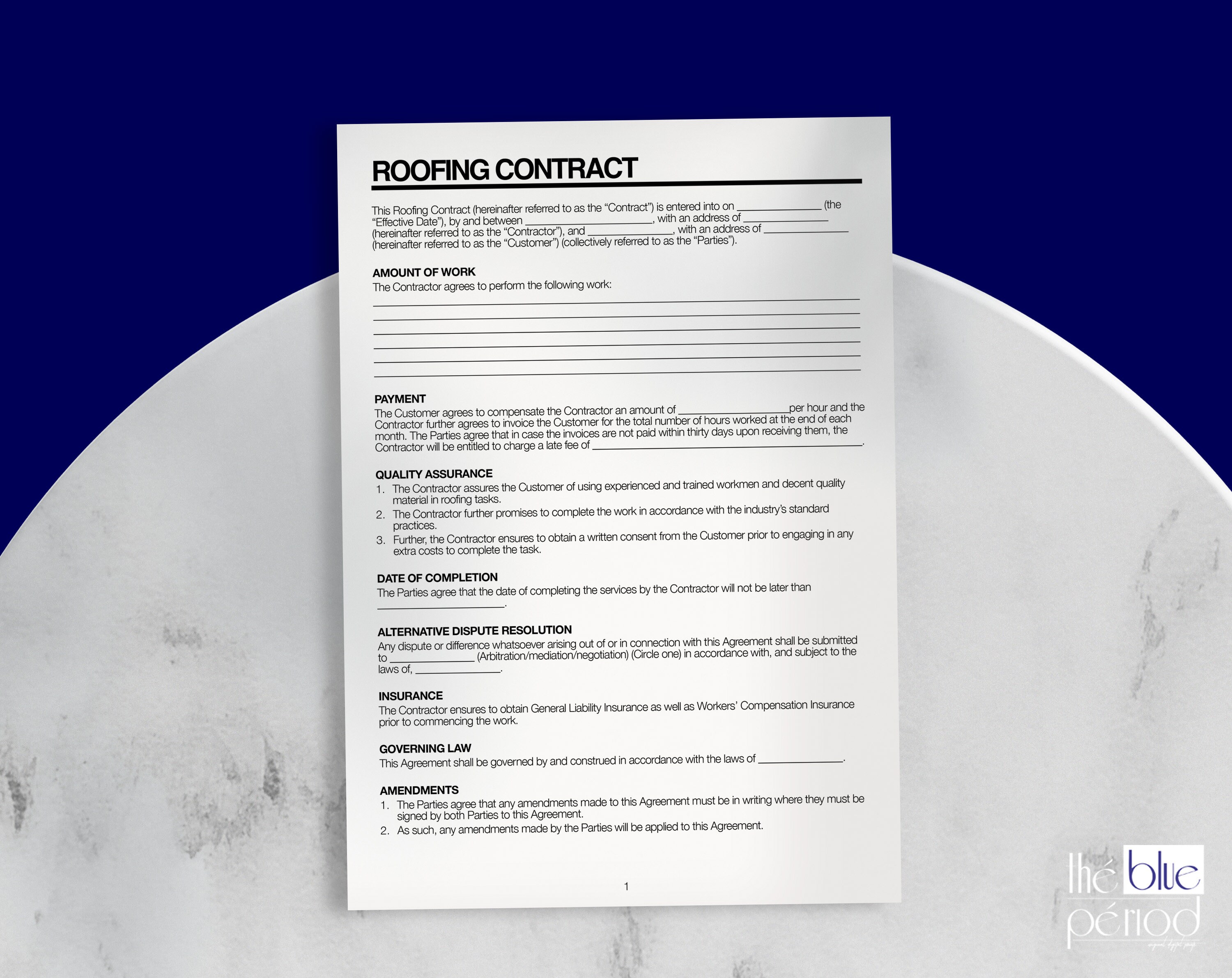 Editable Roofing Contract Template - Etsy