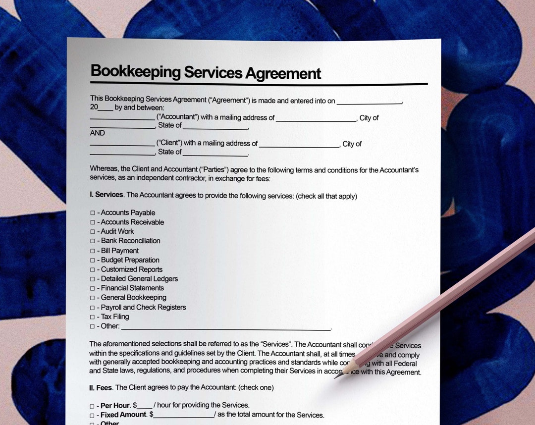Printable Bookkeeping Services Agreement - Etsy