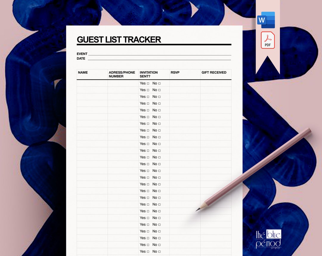 Editable Guest List Tracker - Etsy