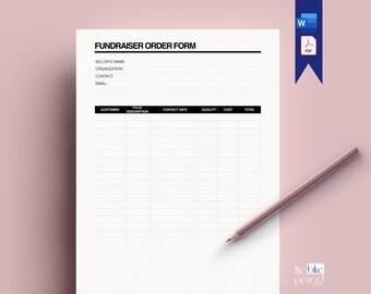 Fundraiser Order Form Printable, Charity Event, Fundraising, for Your ...