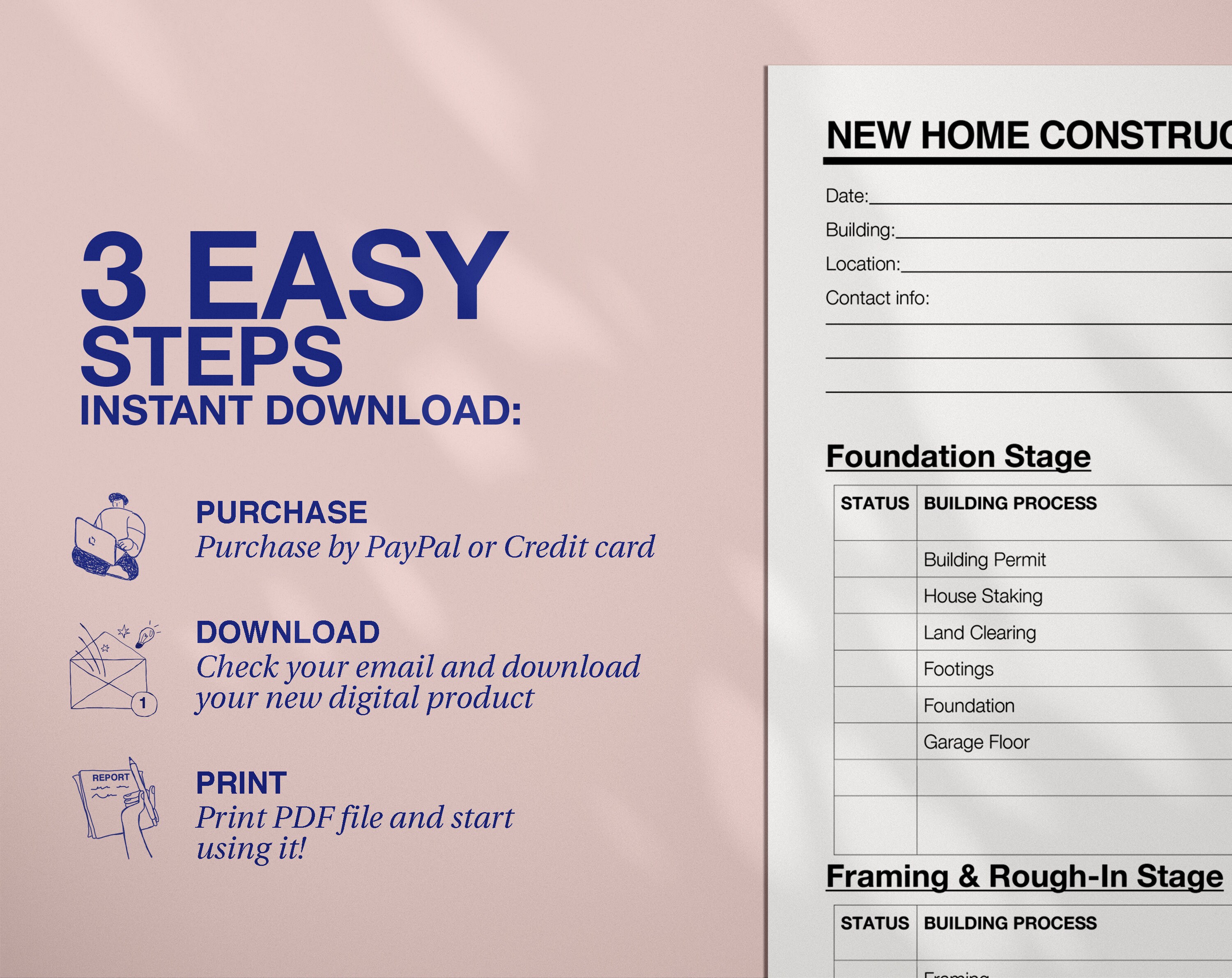 Editable New Home Construction Checklist - Etsy