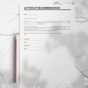 Editable Letter of Recommendation - Etsy
