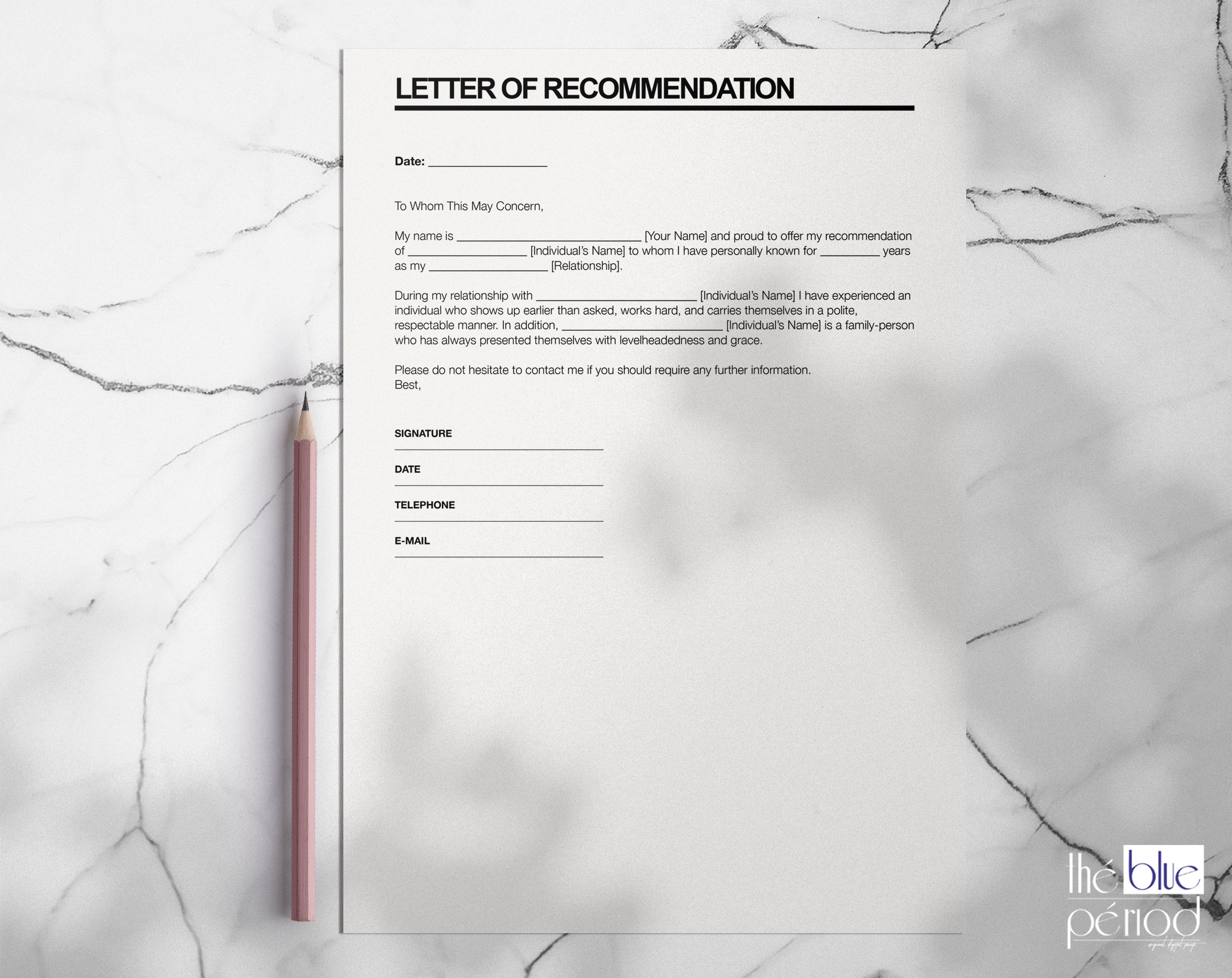 Editable Letter of Recommendation - Etsy